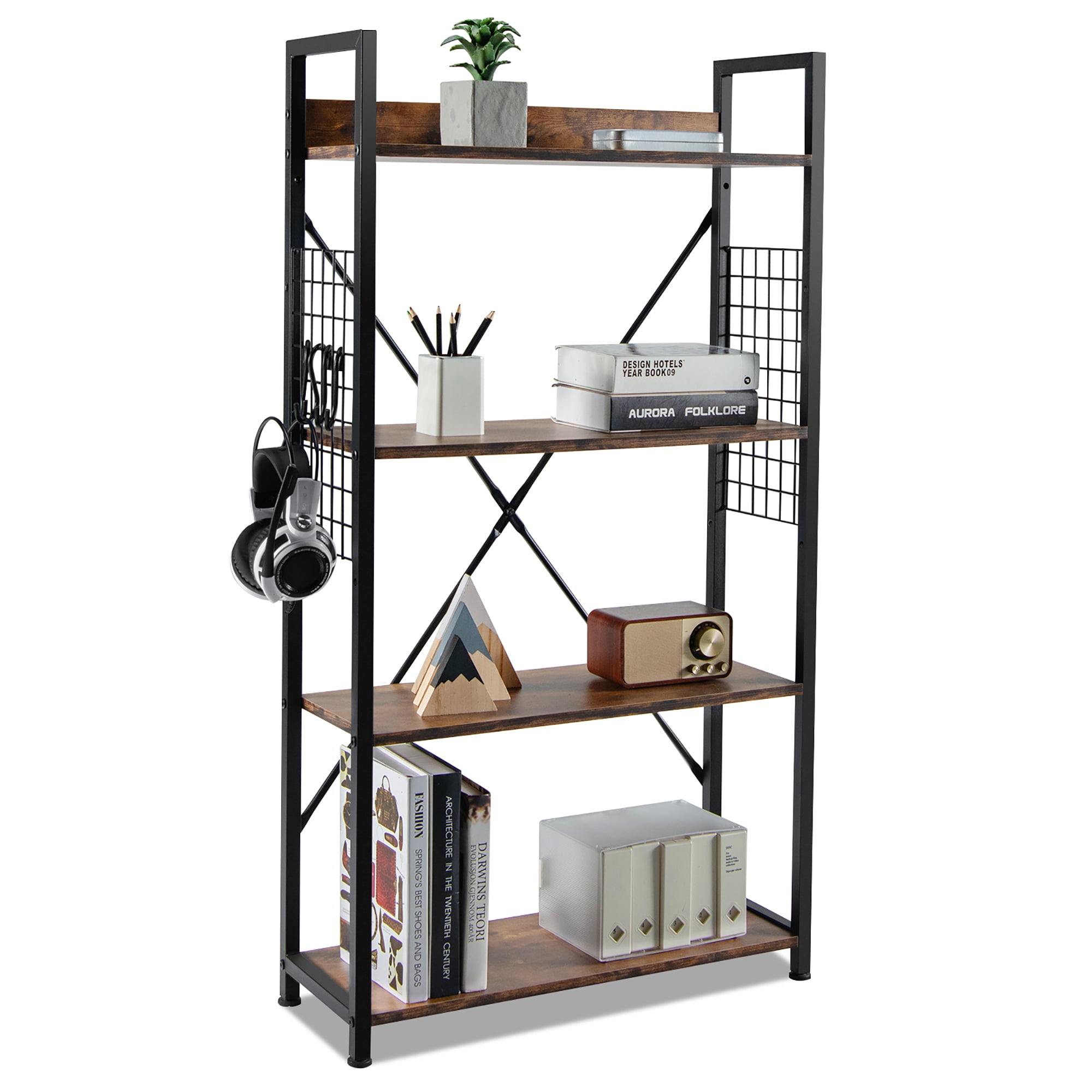 Click here for Costway 4 -Tier Industrial Bookshelf Open Storage... prices