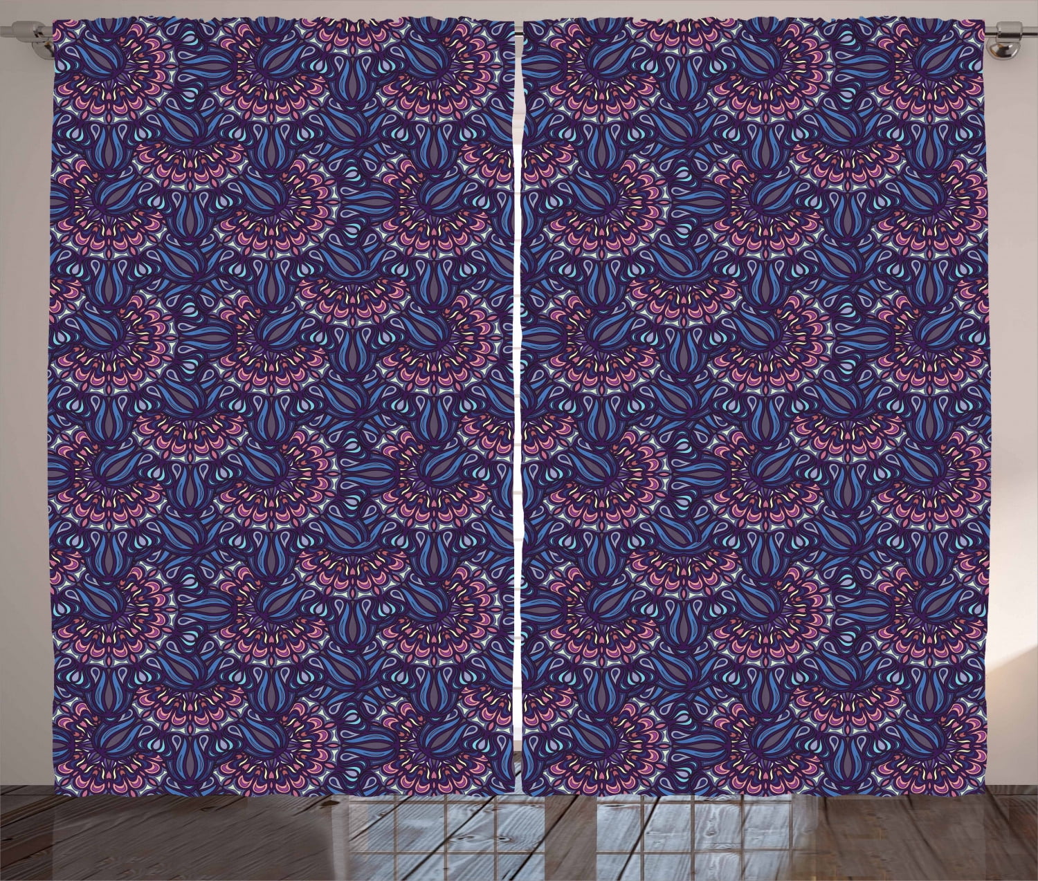 Arabic Curtains 2 Panels Set, Old Fashioned Ethnic Composition with ...