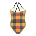 Autumn Color Plaid Pattern Girls' One-Piece Swimwear 3T-10T Soft ...