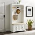 Bowery Hill Traditional Wood Hall Tree in Distressed White/Oatmeal ...