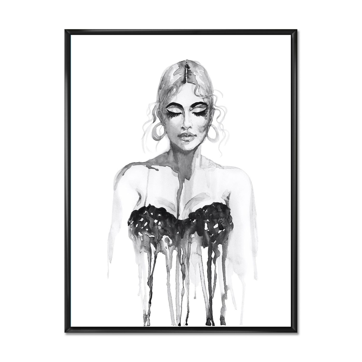 Click here for Designart Monochrome Portrait Of Woman Wearing Eve... prices