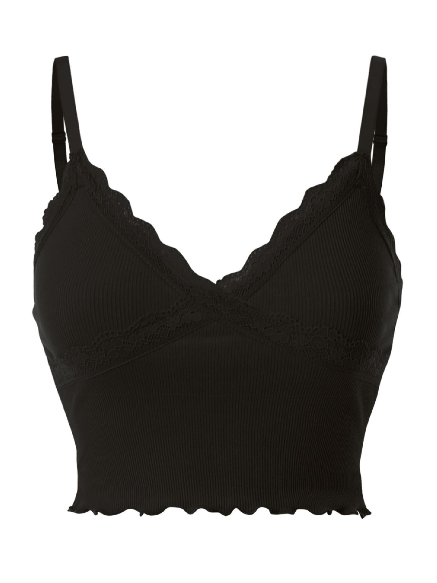 MixMatchy Women's Scalloped Lace Cami Crop Top - Walmart.com