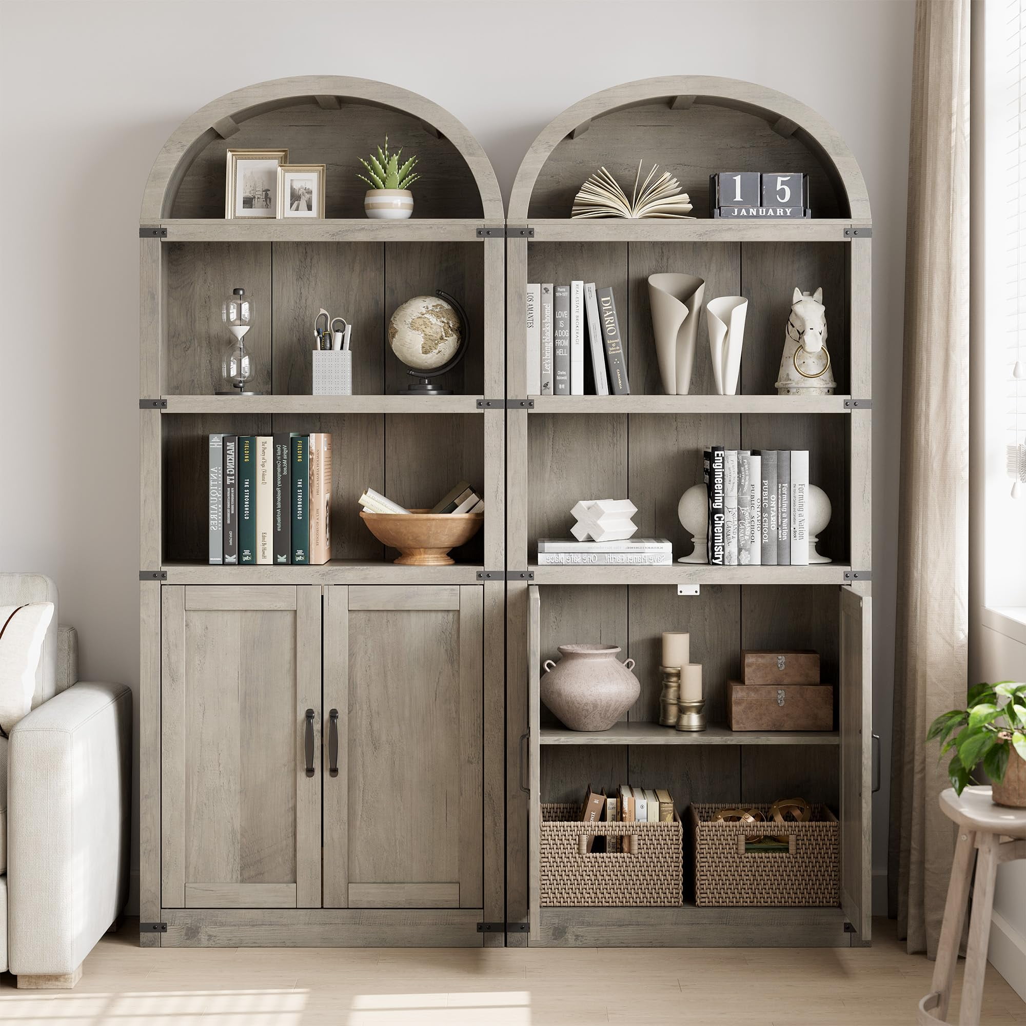 Click here for Tropow Bookcase With Doors Arched Bookshelf 71.65i... prices