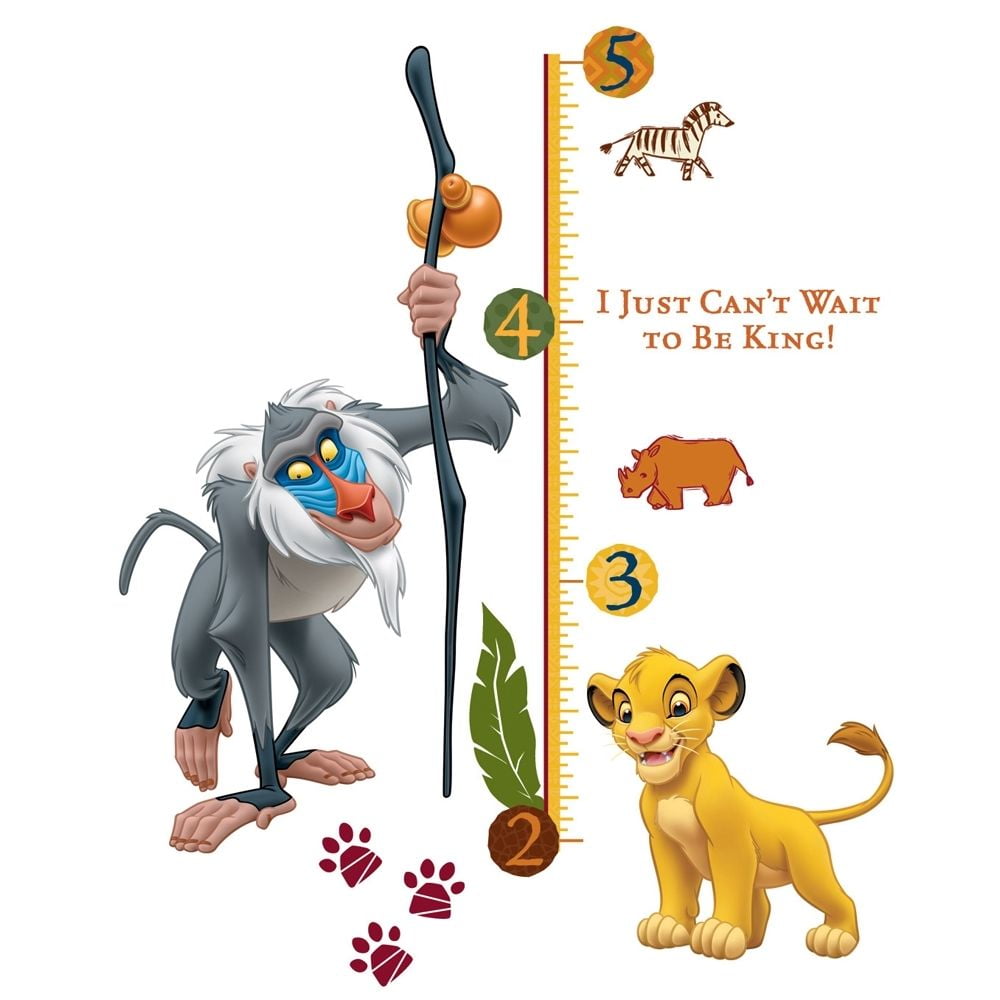 LION KING Wall Decals Kids GROWTH CHART Rafiki Simba Room Decor ...