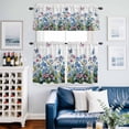 Blue Pink Flower Kitchen Curtains Valance and Tier Set Watercolor ...