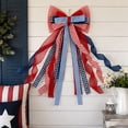 29.5in Red White Blue Patriotic Fabric Bow Streamer for 4th of July ...
