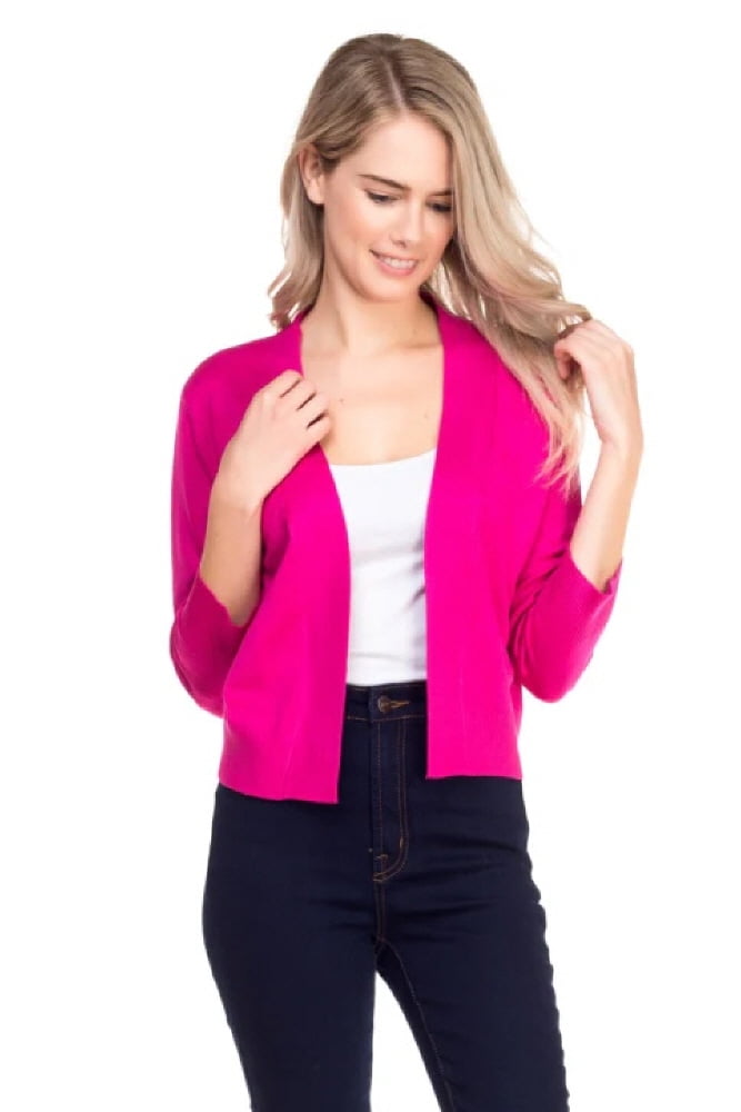 ShezPretty Women's Bolero 3/4 Sleeve Cropped Open Front Short Shrugs ...