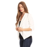 Women's Fitted Waist Length Jacket Open Front Draped Neck Ruched ...