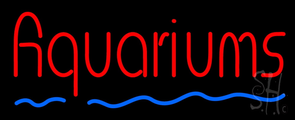 Red Aquariums Blue Line LED Neon Sign 10" Tall x 24" Wide - inches ...