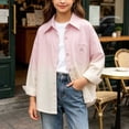 Girls Shirt Jacket Button Closure Girls Clothes Children's Gradient ...