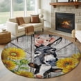 7ft Round Rug Farmhouse Area Rugs for Living Room Bedroom Washable Non ...