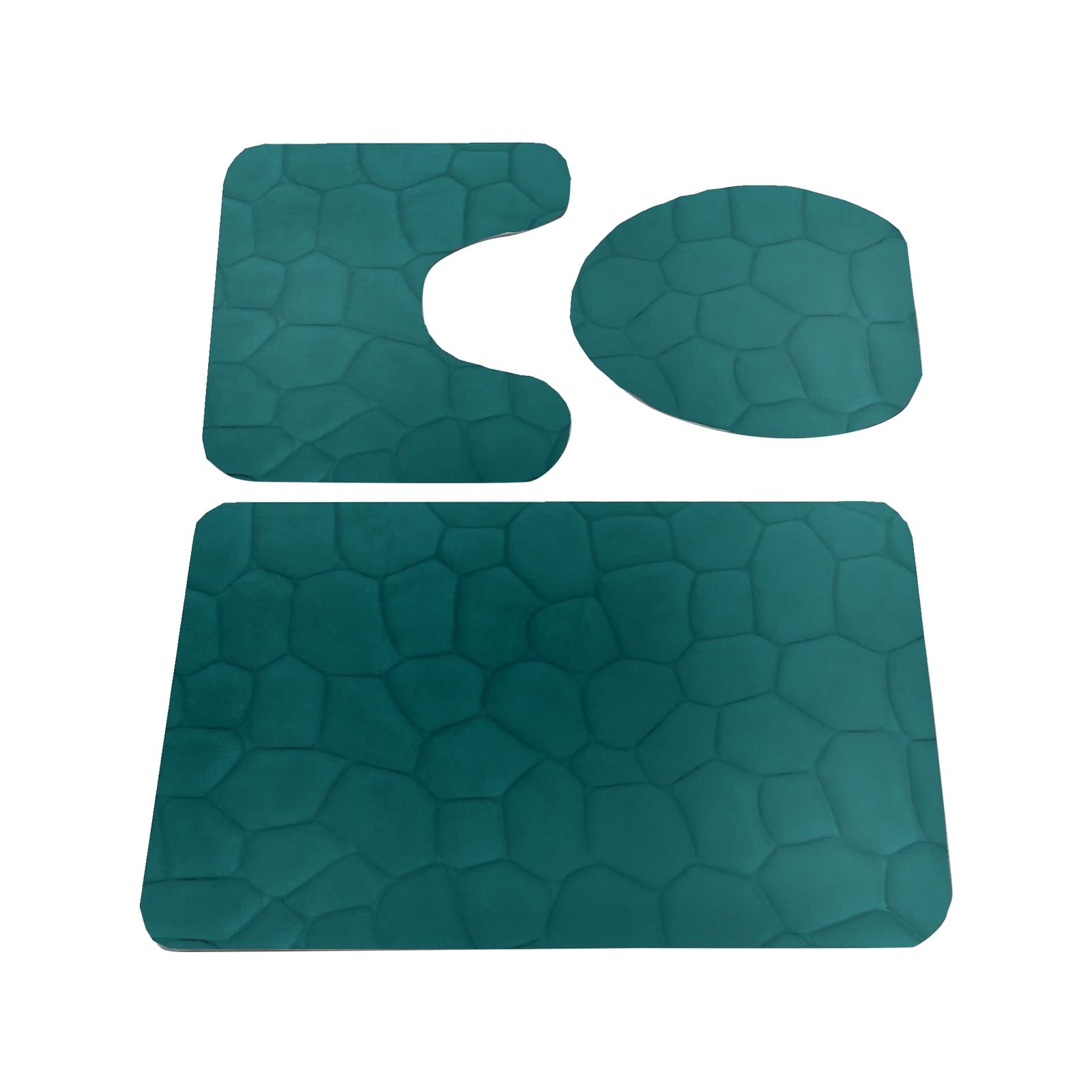 3 Piece Rock Memory Foam Bathroom Mat Set Flannel Embossed Rug Mat ...