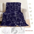 Abstract Style Fleece Throw Blanket Blue Modern Simple Character Line ...
