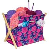 Everything Mary Folding Yarn Caddy, 15" x 10" x 16", Rose Print ...