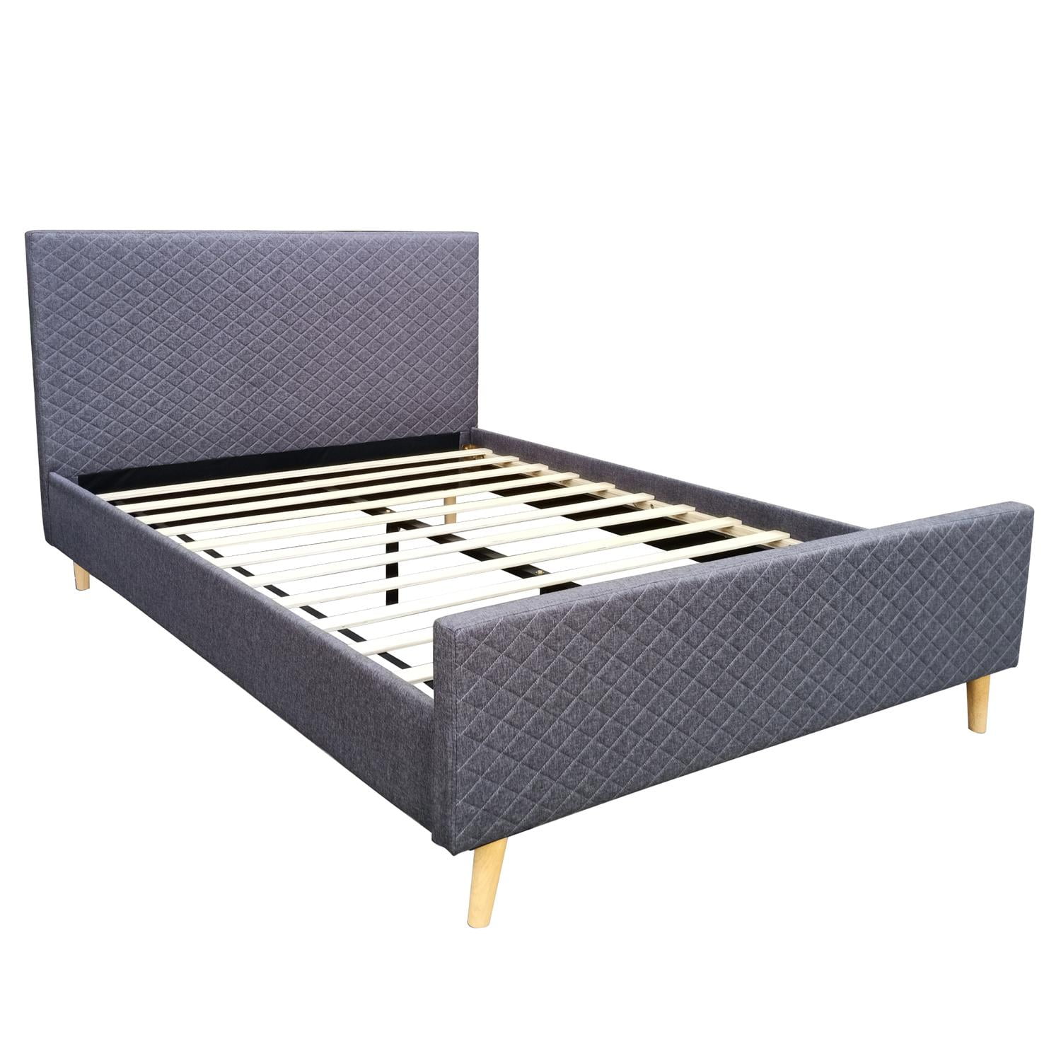 Base Para Cama Matrimonial Con Cabecera Box De Metal Madera Color Gris ...