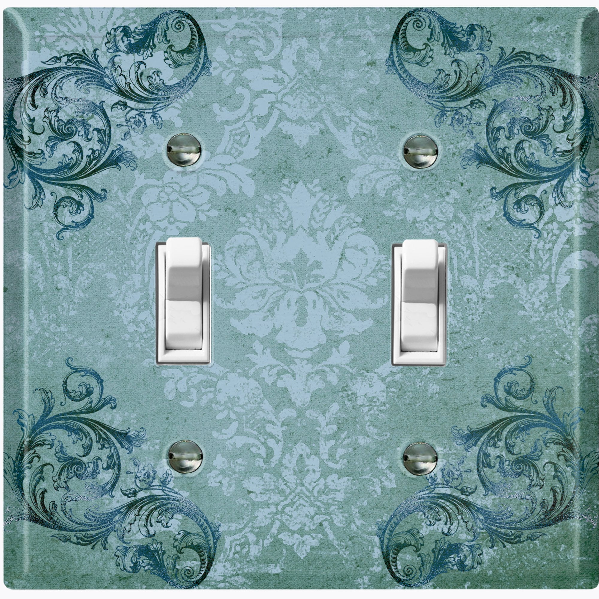 Metal Light Switch Plate Cover Sea Green Elegant Damask Wallpaper ...