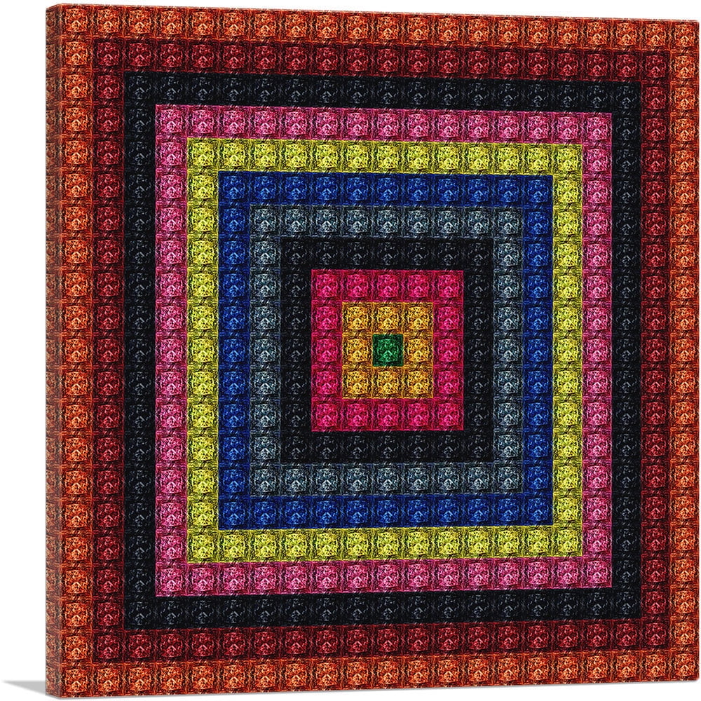 ARTCANVAS Red Square Color Grid Jewel Pixel Canvas Art Print - Size: 26 ...