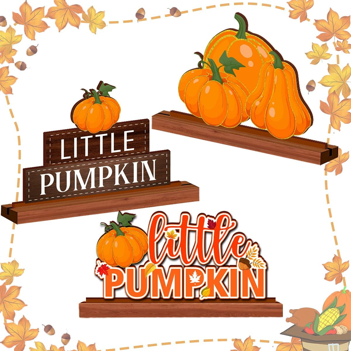 Little Pumpkin Wooden Centerpieces 3 Pieces Wooden Pumpkin Fall ...