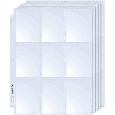 Trading Card Sleeve Pages 9 Pocket Pages Protectors 3 Holes for Trading ...