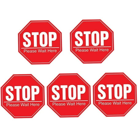 5 Sheets Stop Sign Vinyl Stop Wall Sticker Stop Floor Sticker Decals ...
