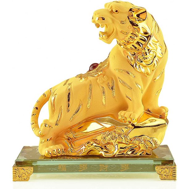 Chine e Zodiac Tig Golden Re in Collectible Figurine Table Decor Statue ...