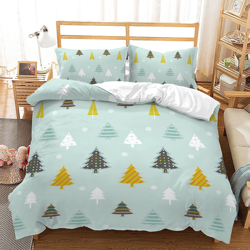 Yipa Christmas Tree Ultra Soft Printed Quilt Sets Gold Sparkle Holiday ...
