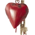 DecMode Tibetan Inspired Red Metal Heart Decorative Cow Bells with 5 ...