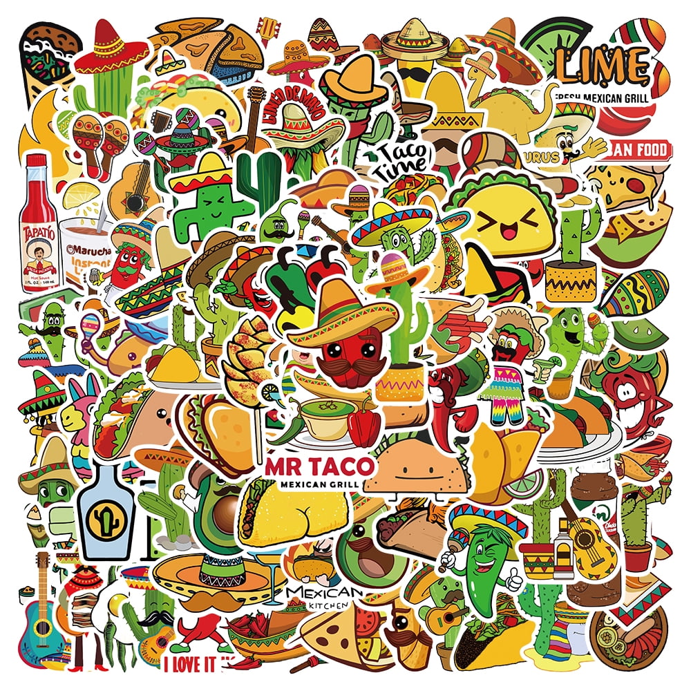Mukay 100Pcs Mexican Food Stickers Pack, Waterproof Cute Cool Teens ...