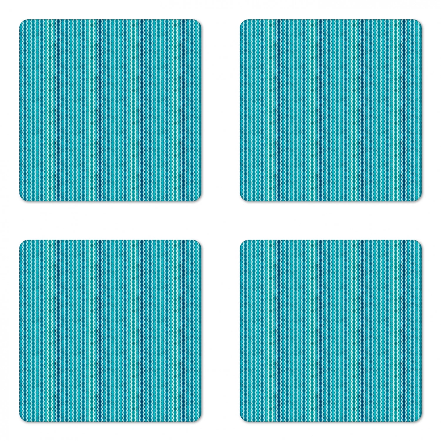 Abstract Coaster Set of 4, Wavy Stripe Pattern with Grunge Design ...