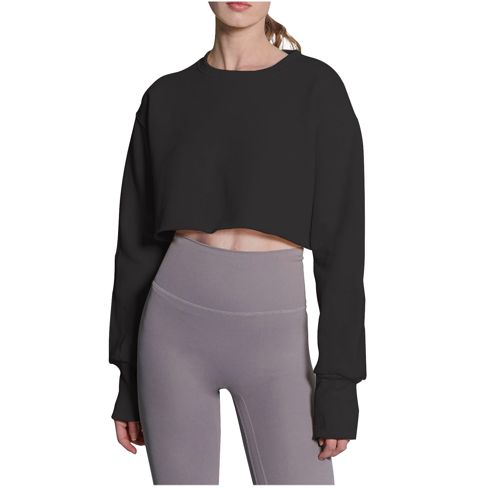 Click here for Aherbiu Crop Tops For Women Long Sleeve Fall Crewn... prices