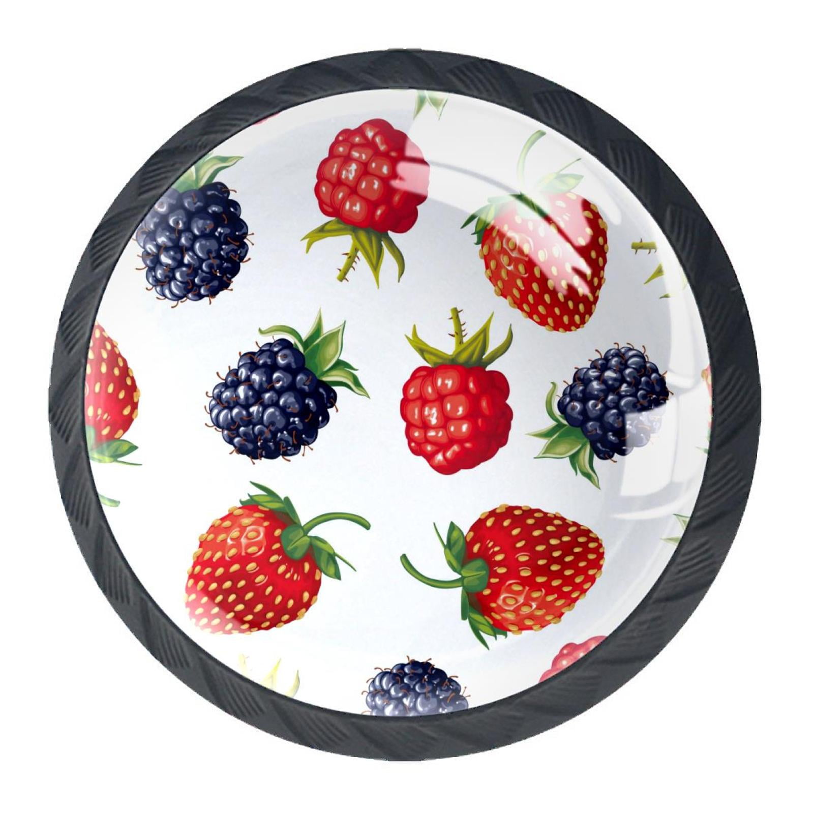 4 Pcs Sweet Fruits Red Strawberries Knobs for Kitchen Cabinet Cupboard ...