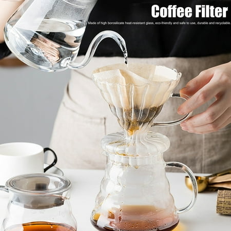 Reusable Transparent Coffee Filter Glass Coffee Dripper Cup Ergonomic ...
