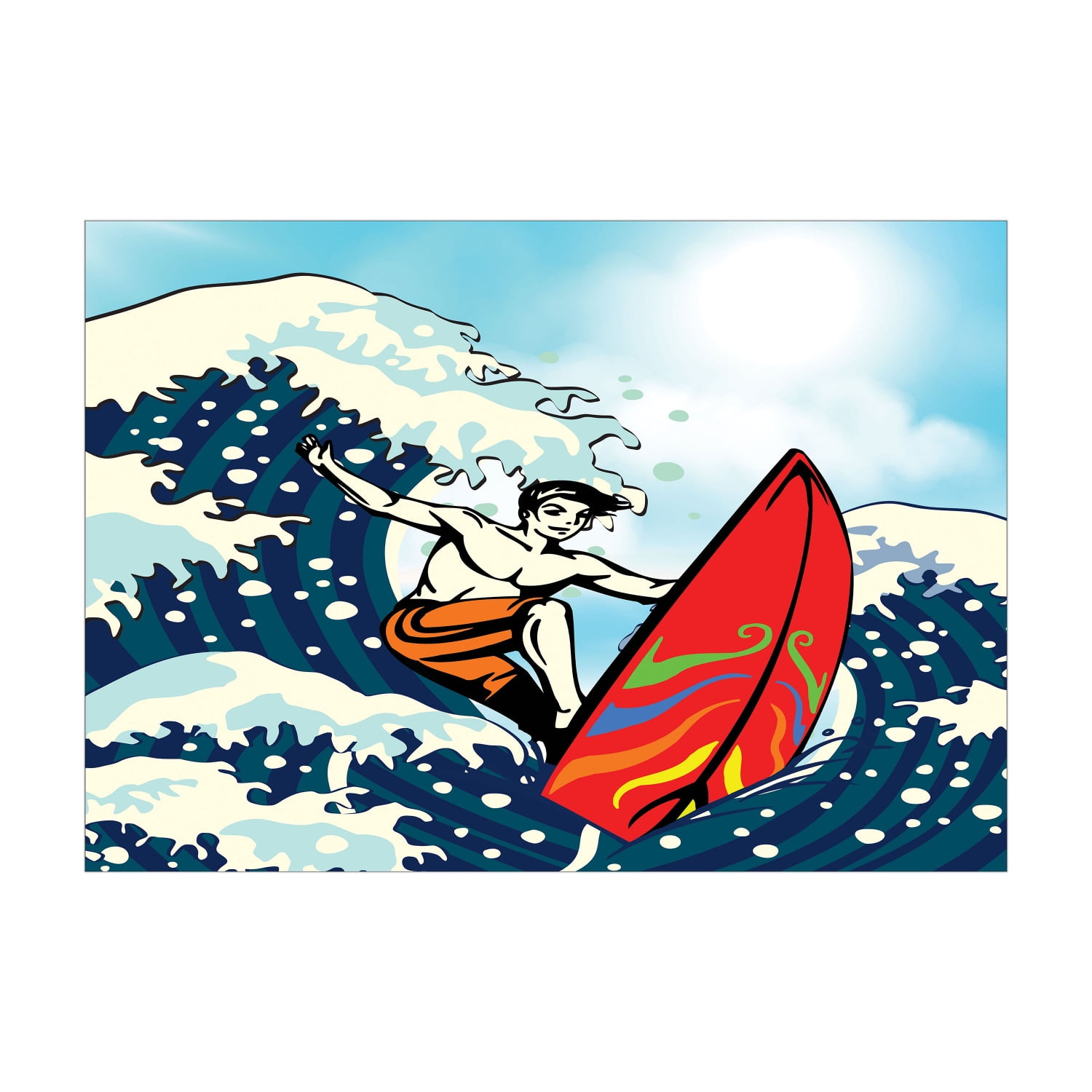 Ambesonne Surf Jigsaw Puzzle, Summer Cartoon Surfing Boy, Heirloom ...