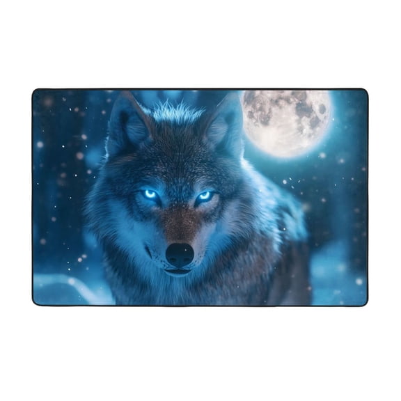 Area Rugs For Living Room Decor - Winter Wolf Glowing Moon Anti Slip ...