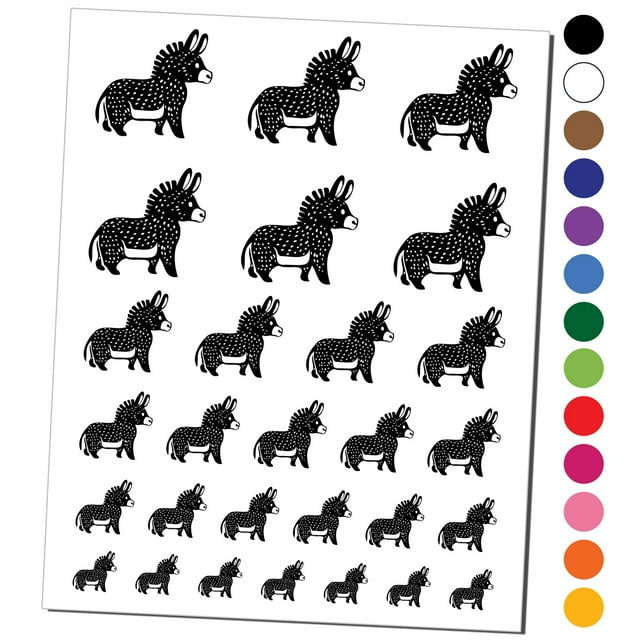 Cute Chubby Donkey Mule Water Resistant Temporary Tattoo Set Fake Body ...