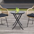 24" Outdoor Patio Side Table, Round Iron Metal Folding Garden Coffee ...