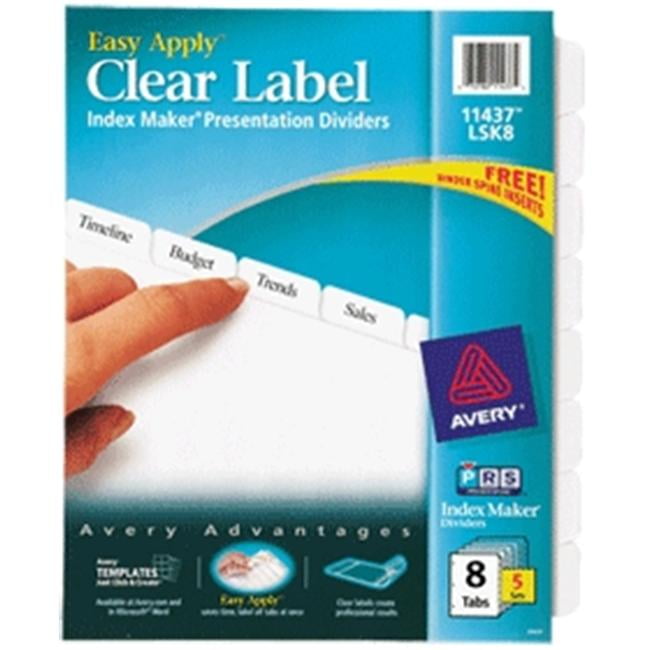 Avery Index Maker Label Dividers Clear 5 Pk 8 Tab 11437 Pack Of 10 ...