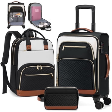RAINSMORE 3 Piece Carry on Luggage Set with Backpack 20 Inch Softside ...