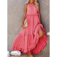 Anbech Women 2024 Ruffled Pleated Dress Flowy Long Sundress Sleeveless ...