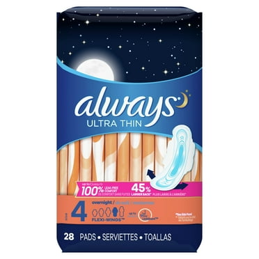 ALWAYS Infinity, Size 5, Extra Heavy Overnight Sanitary Pads with Wings ...
