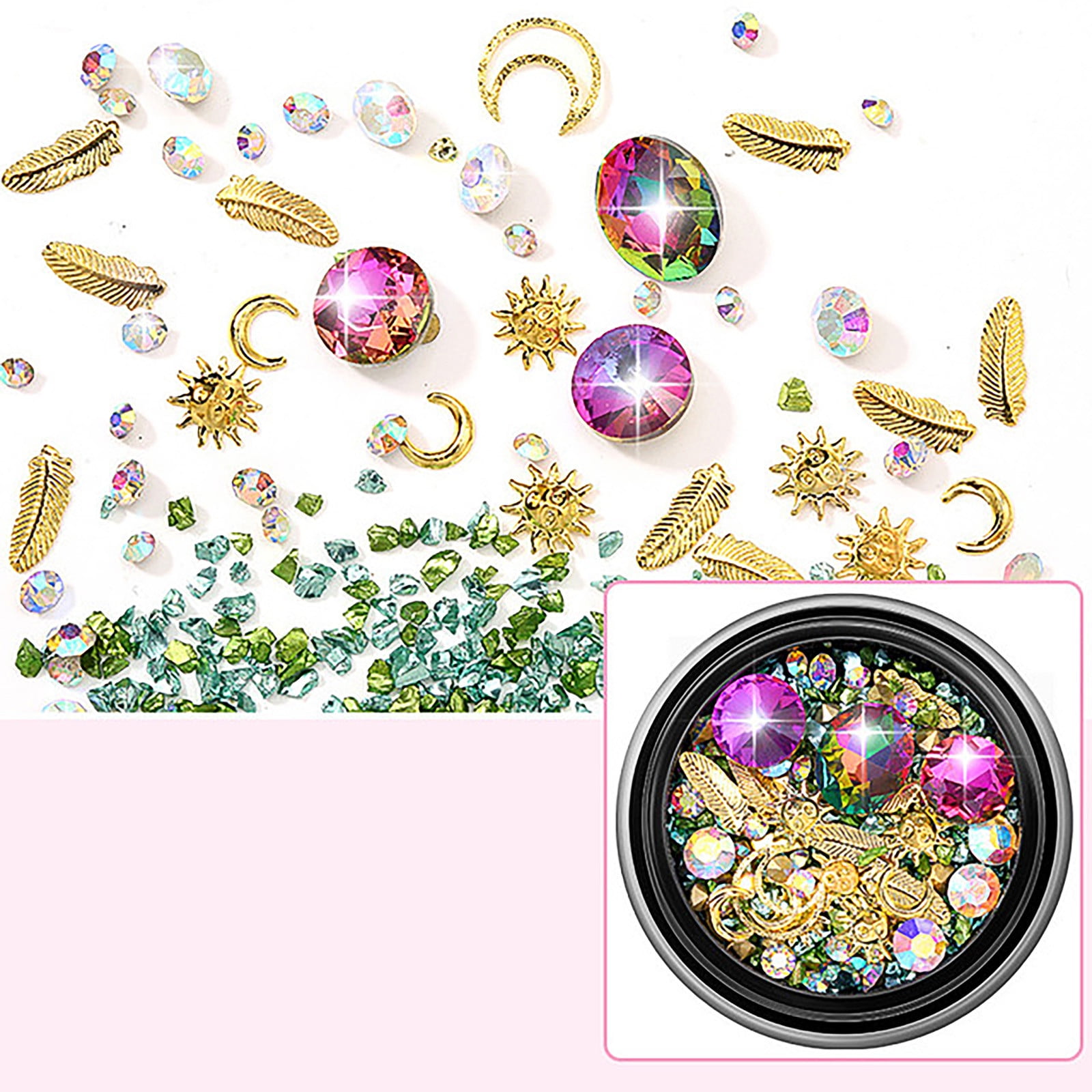 Click here for Egnmcr Press On Nails Nail Art Rhinestone Boxed Bi... prices