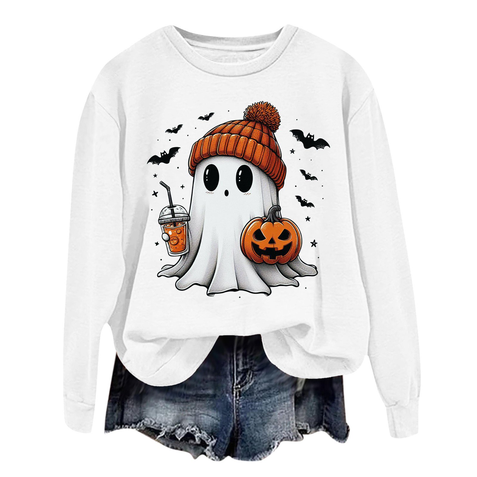Click here for Linyuppp Womens Hoodless Sweatshirt Omens Hallowee... prices