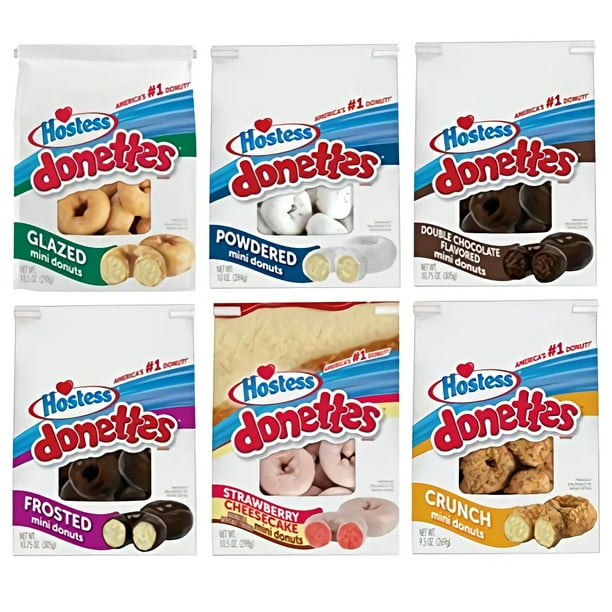 Hostess Donettes Variety Pack | Big Bags 6 Flavors: Frosted, Double ...