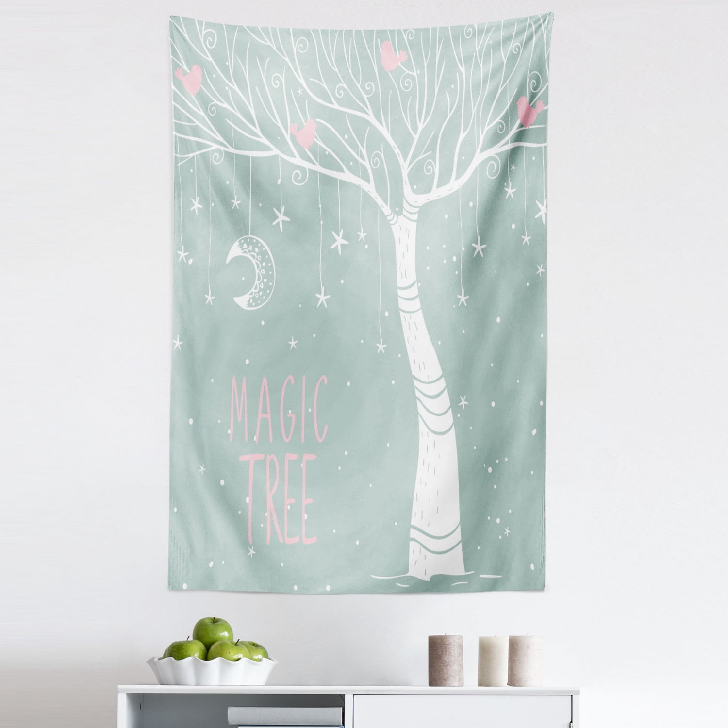 Tree Tapestry, Magic Plant with Stars and Moon Hanging on Branches ...