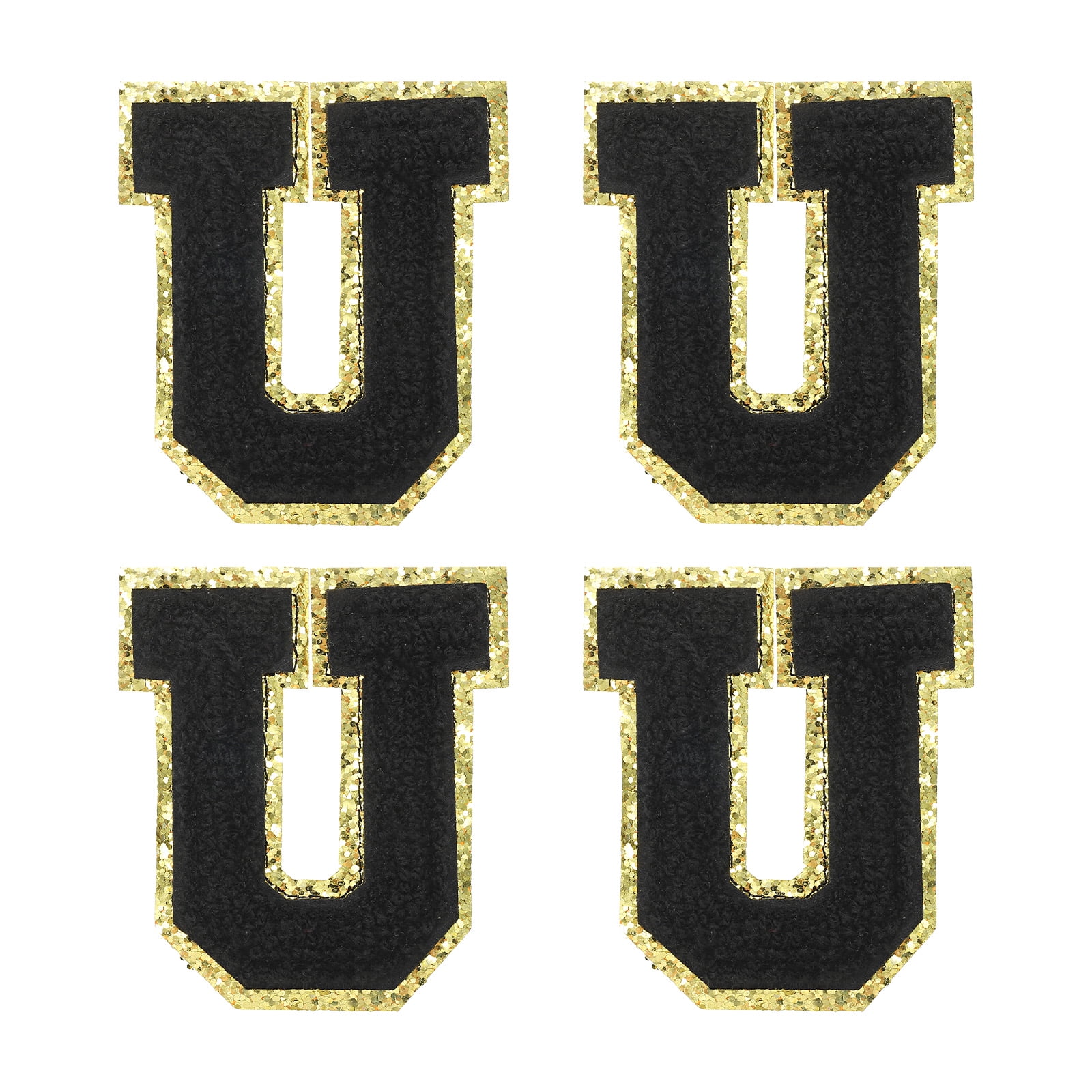 4uds Chenille Letra Parches Termoadhesivos Letra Parches Negro U ...
