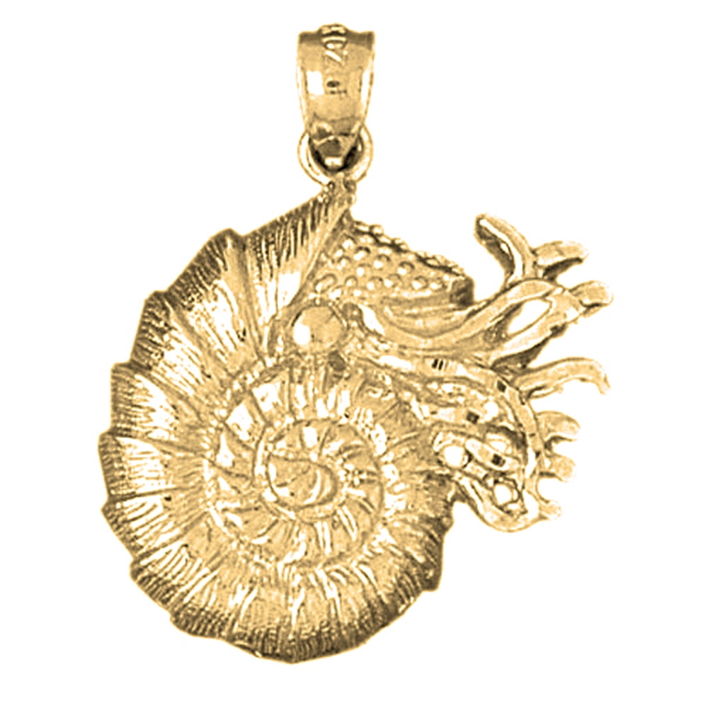 18K Yellow Gold Nautilus Shell Pendant - 30 mm - Walmart.com