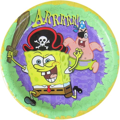SpongeBob SquarePants 'Pirate' Large Paper Plates (8ct) - Walmart.com