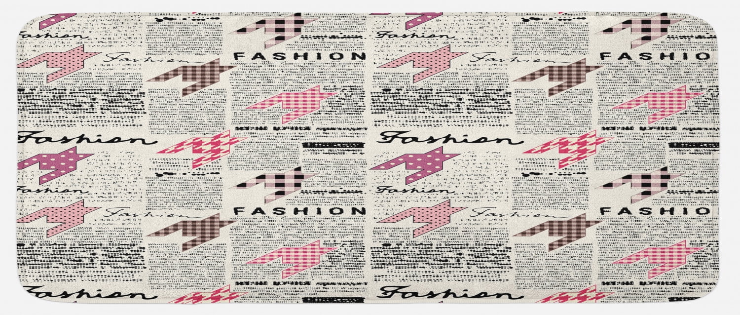 Newspaper Kitchen Mat, Retro Style Newspaper Pages with Colorful ...
