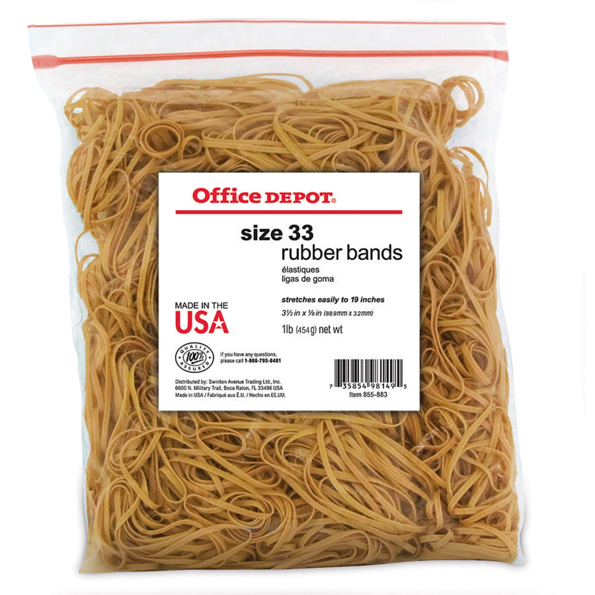 Office Depot Rubber Bands, #33, 3 1/2in. x 1/8in., 1 Lb. Bag, 2433408 ...