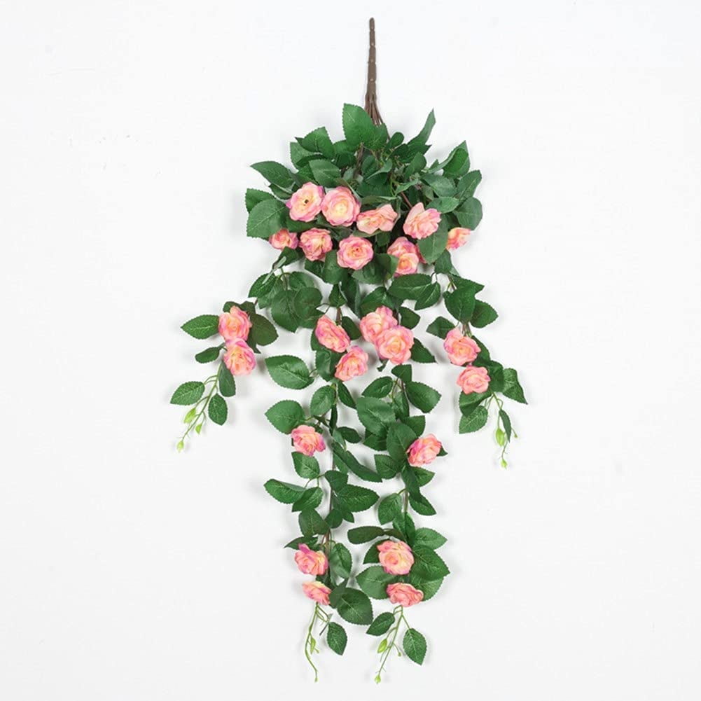 HAOSHICS 2Pcs Artificial Rose Vines Flowers Hanging Plant Flowers Fake ...